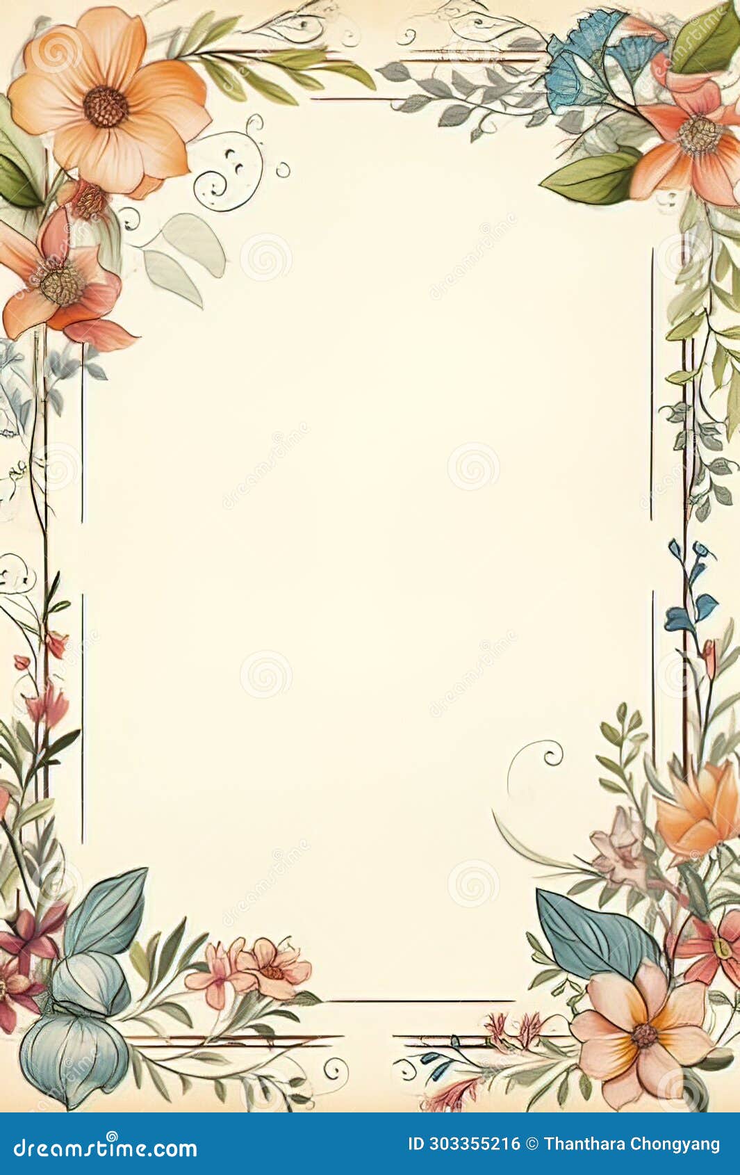 An Illustrated Notepad, with Wedding Elaborate Borders Stock ...
