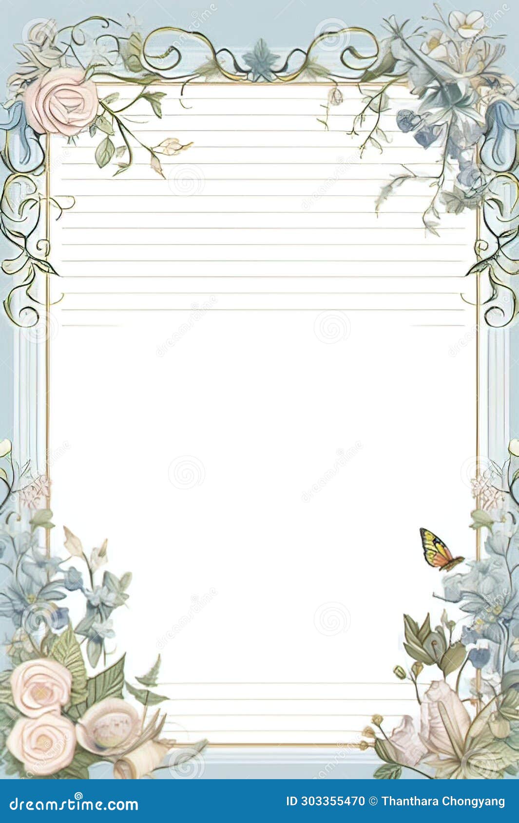 An Illustrated Notepad, with Wedding Elaborate Borders Stock ...