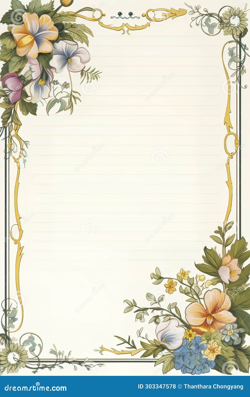 An Illustrated Notepad, with Wedding Elaborate Borders Stock ...