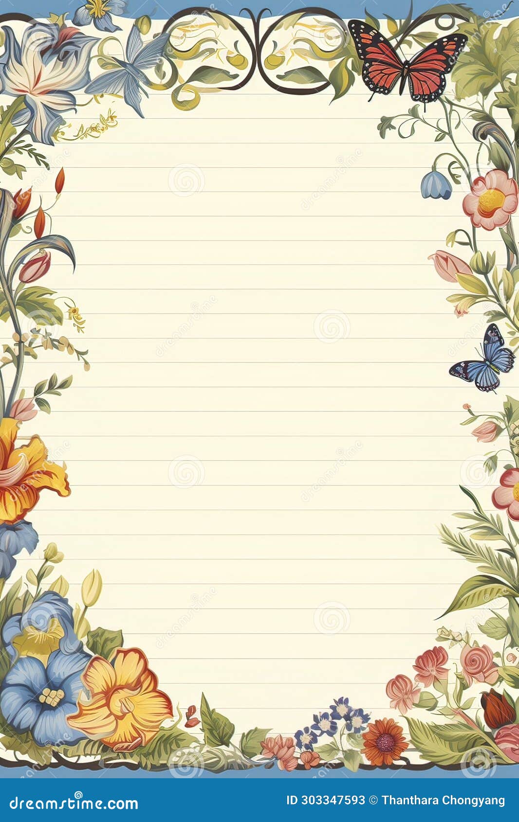 An Illustrated Notepad, with Wedding Elaborate Borders Stock ...