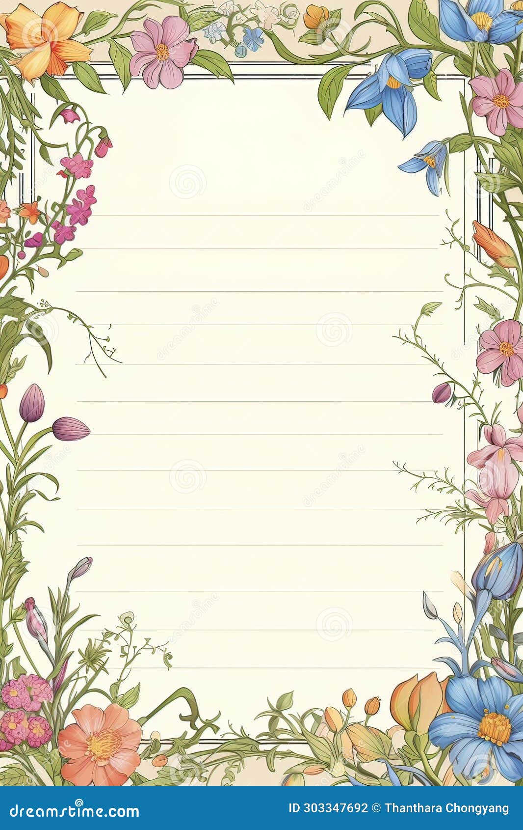 An Illustrated Notepad, with Wedding Elaborate Borders Stock ...