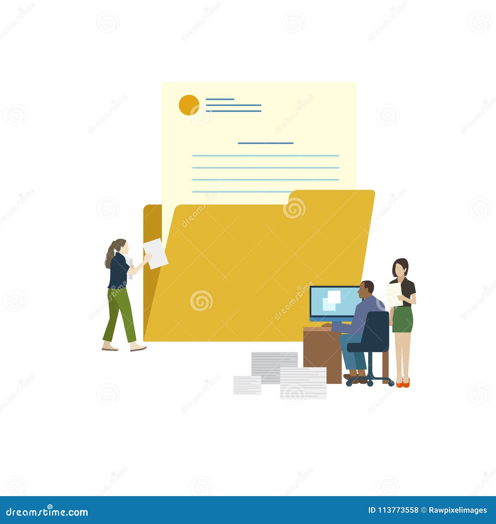 Illustrated Office Worker Sending E-mail Stock Illustration ...
