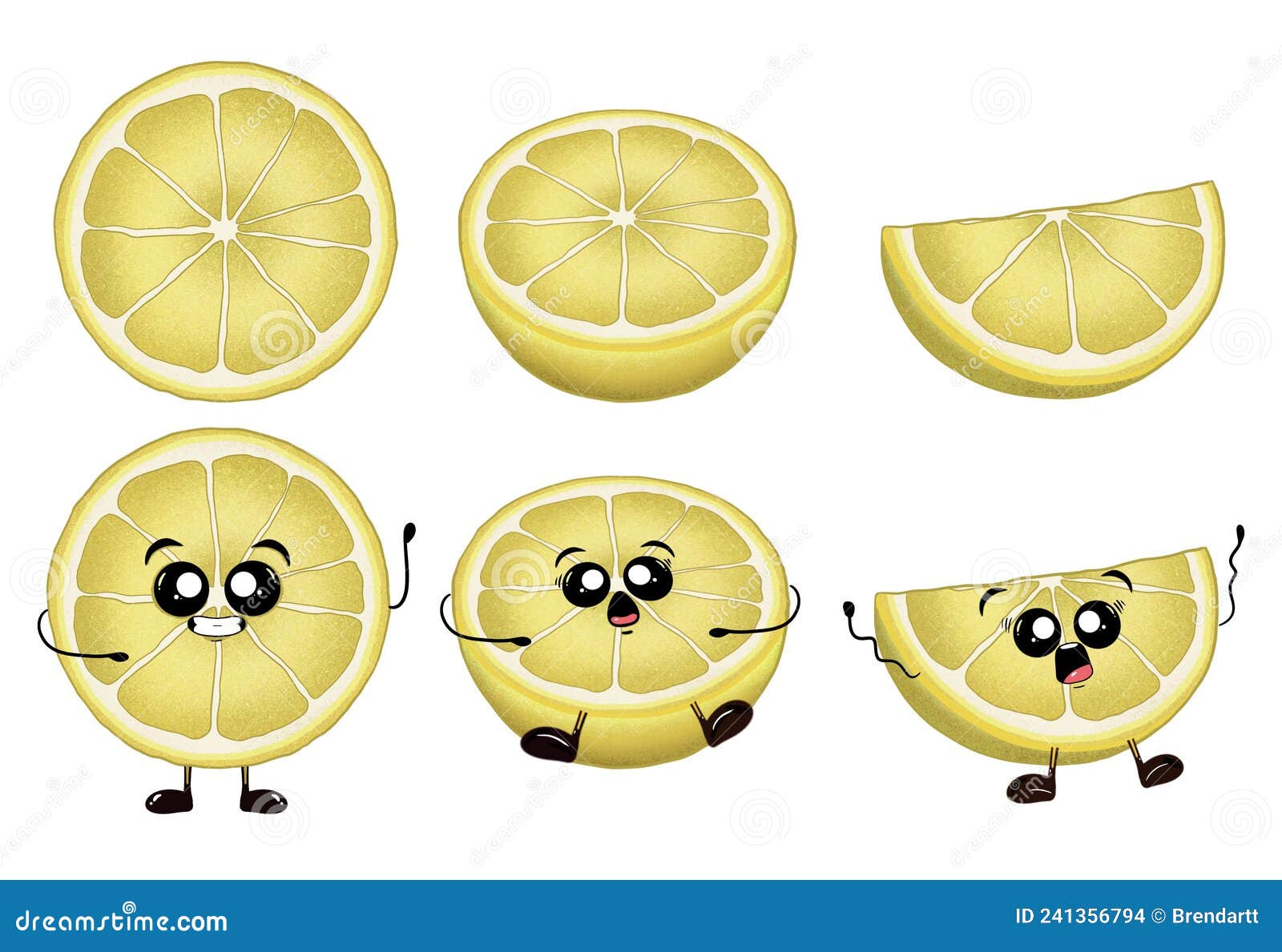 Illustrated Oranges Cut into Three Different Pieces and with Animated ...
