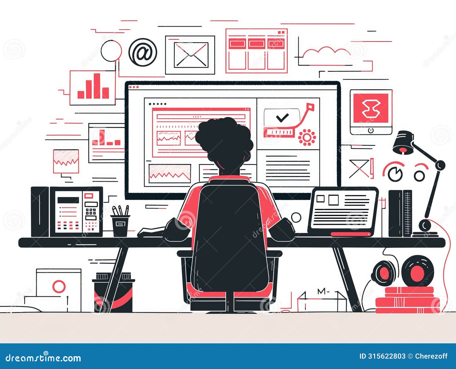 Digital Workspace Efficiency Concept Stock Image - Image of modern ...