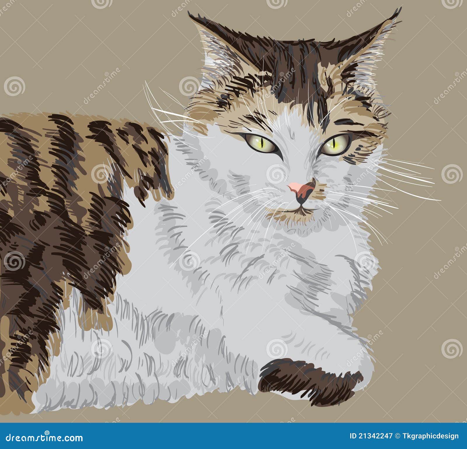 Illustrated Portrait of a Cat Stock Vector - Illustration of sketch ...