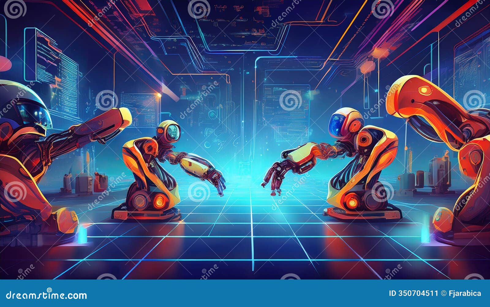 Illustrated Robot with Artificial Intelligence Stock Illustration ...