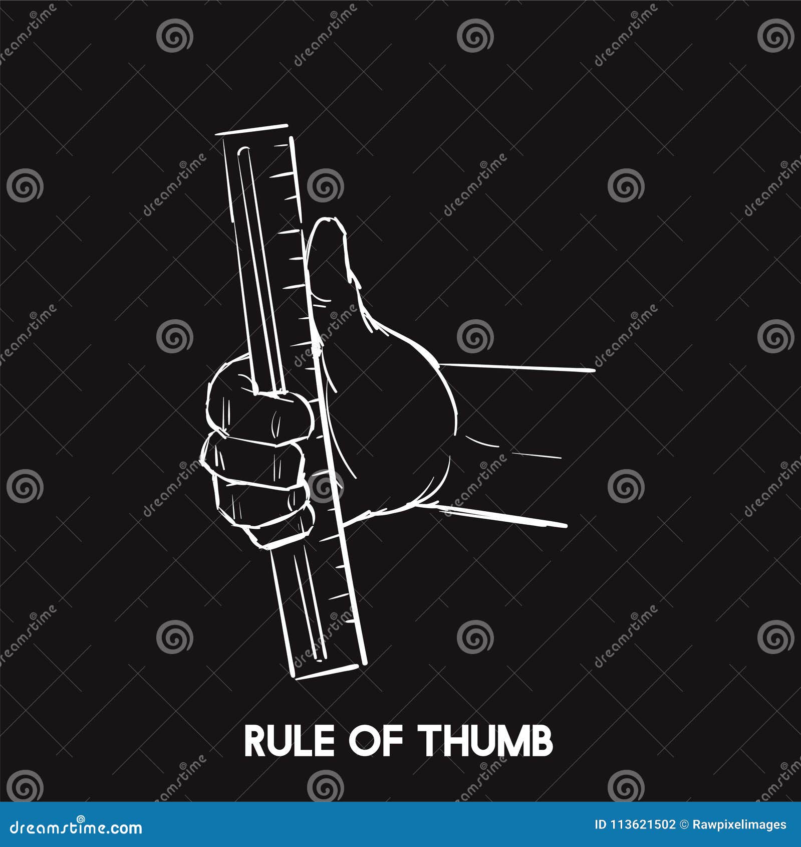 Illustrated Rule of Thumb Idiom Stock Illustration - Illustration of ...