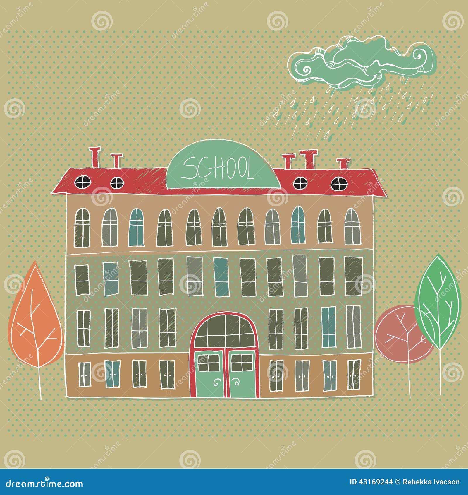 Illustrated School Building Vector Illustration | CartoonDealer.com ...