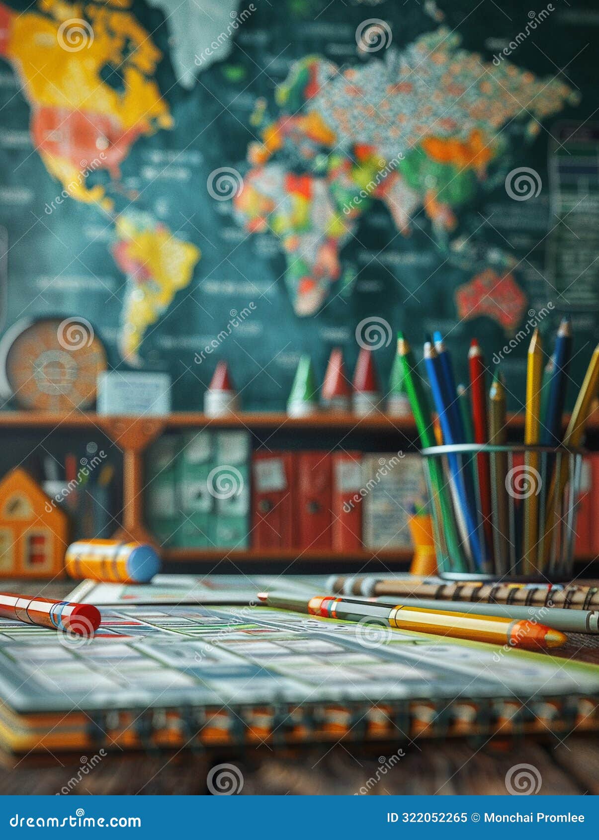 Illustrated School Timetable with Subject Icons, Concept of Engaging ...