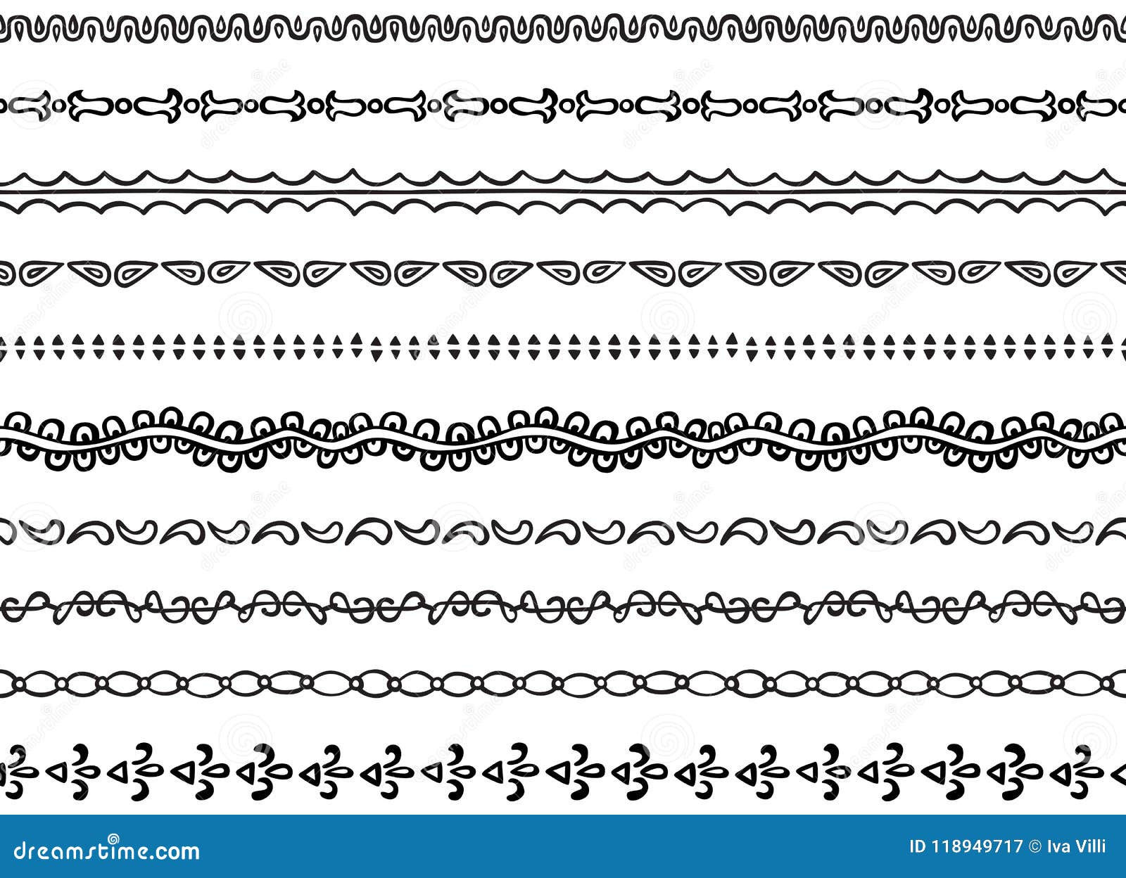 Illustrated Seamless Borders Stock Vector - Illustration of abstract ...