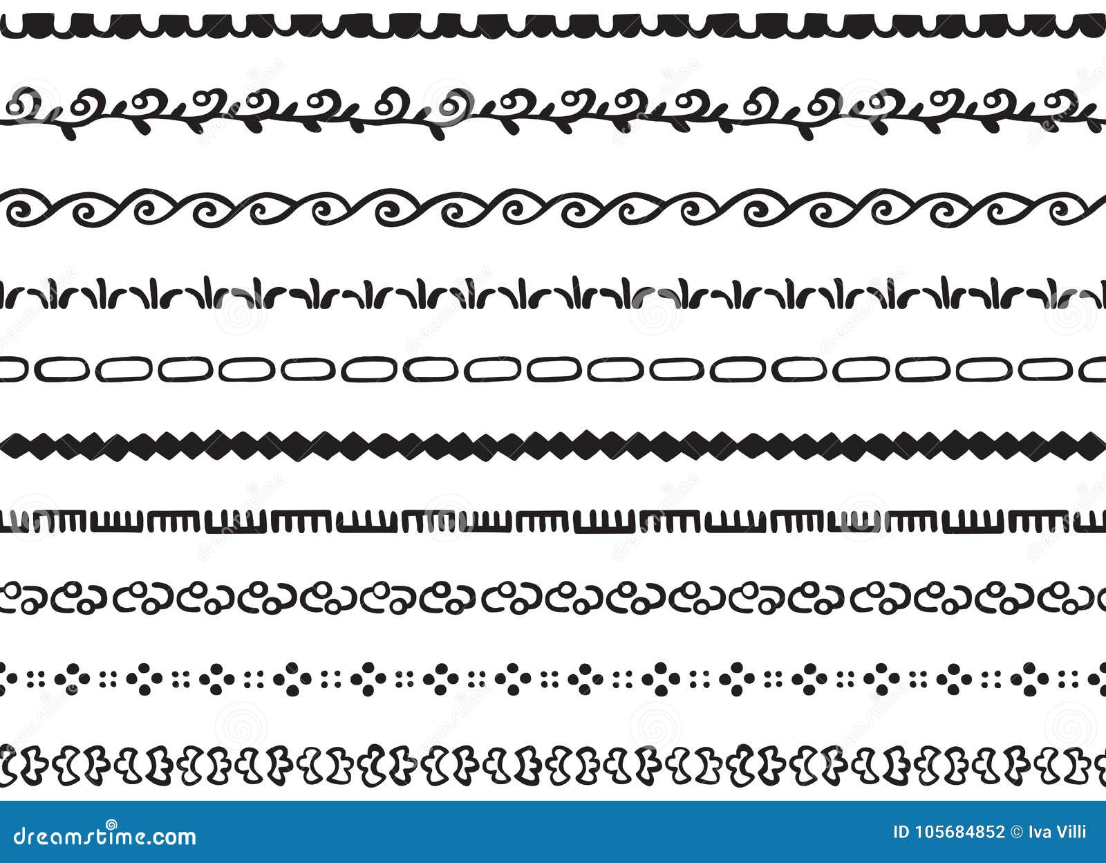 Illustrated Seamless Borders Stock Vector - Illustration of circle ...