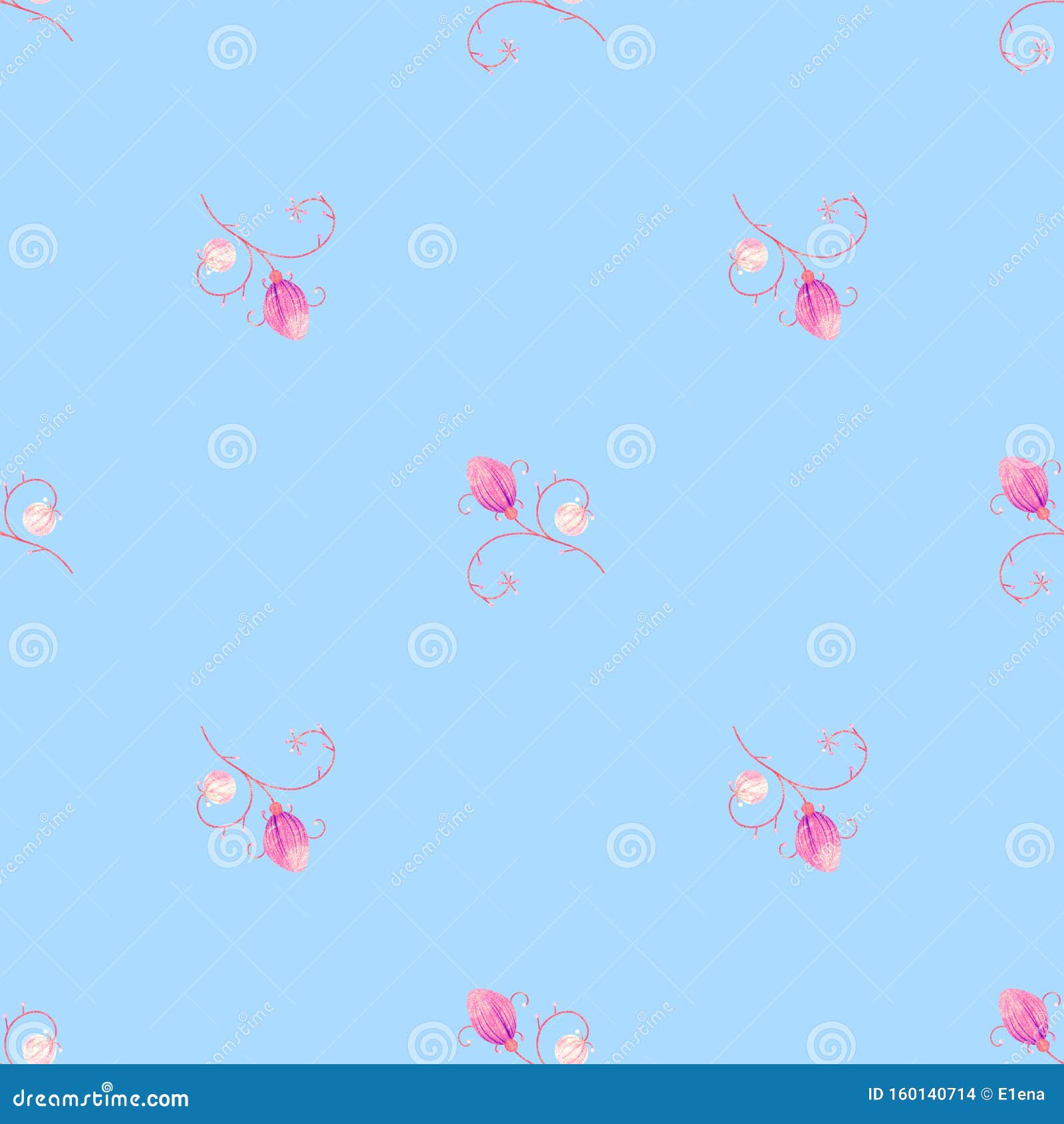 Illustrated Seamless Delicate Background with Flowers Stock ...