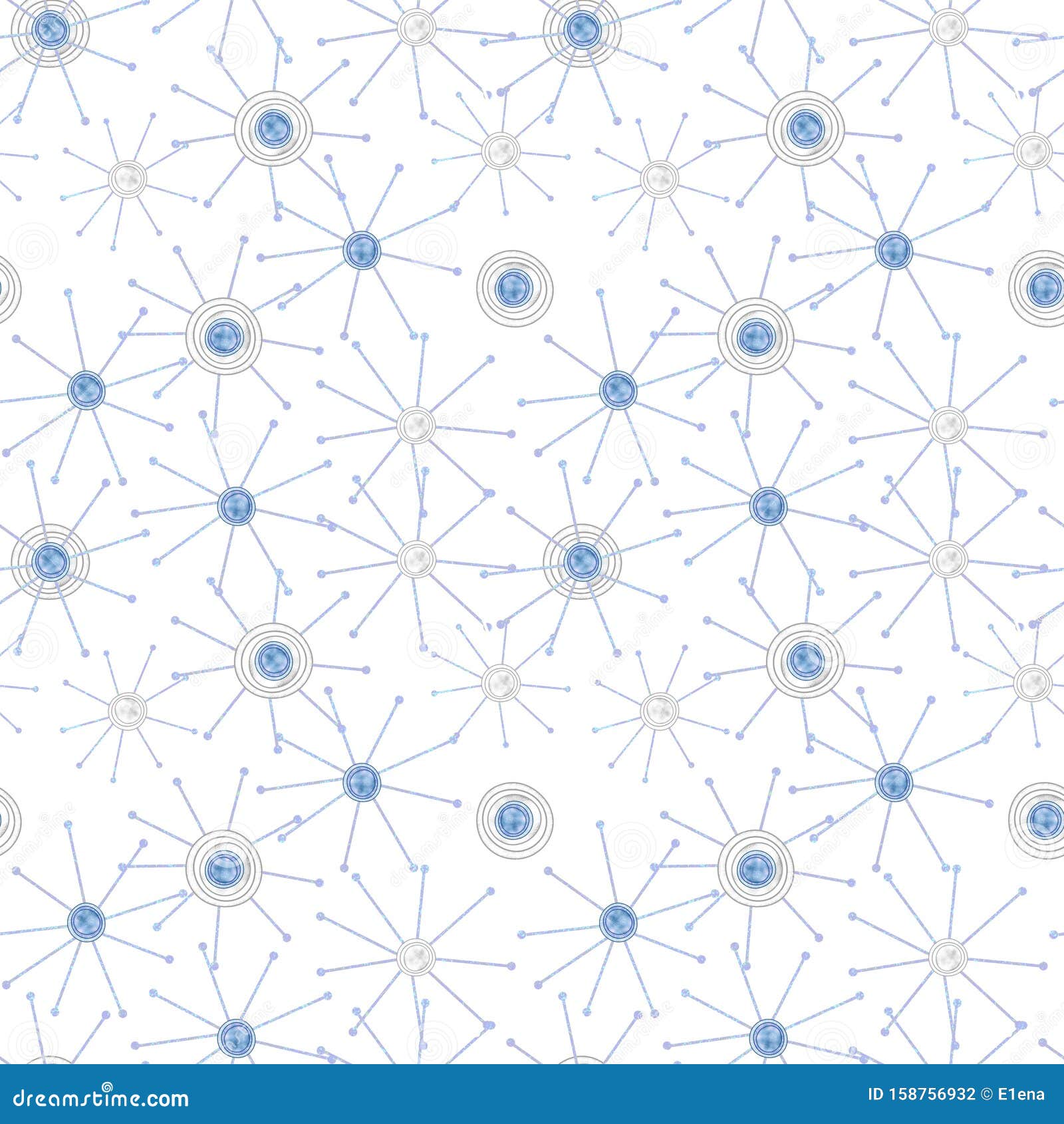 Illustrated Seamless Pattern with Blue Snowflakes Stock Illustration ...