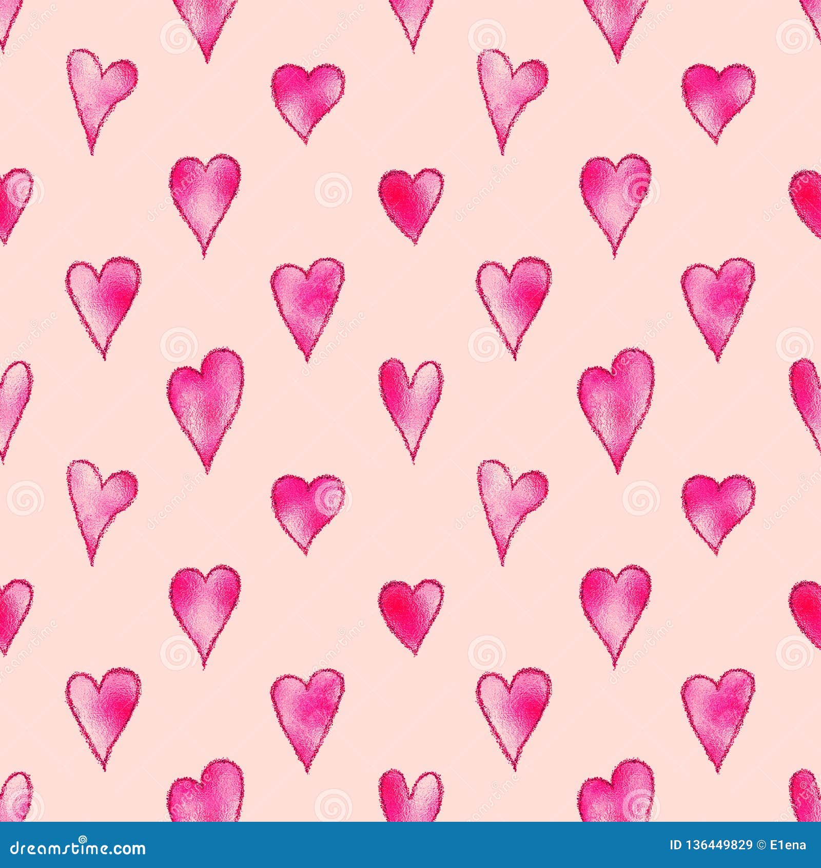 Illustrated Seamless Pink Background with Hearts Stock Illustration ...