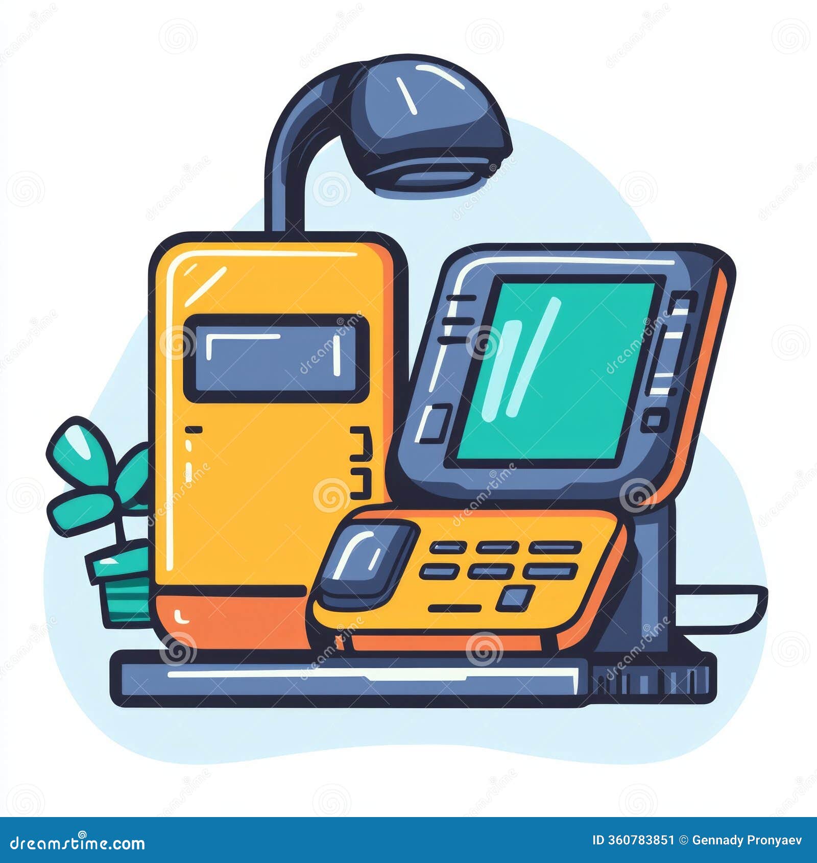 Illustrated Self-service Kiosk with Touchscreen and Card Reader in ...