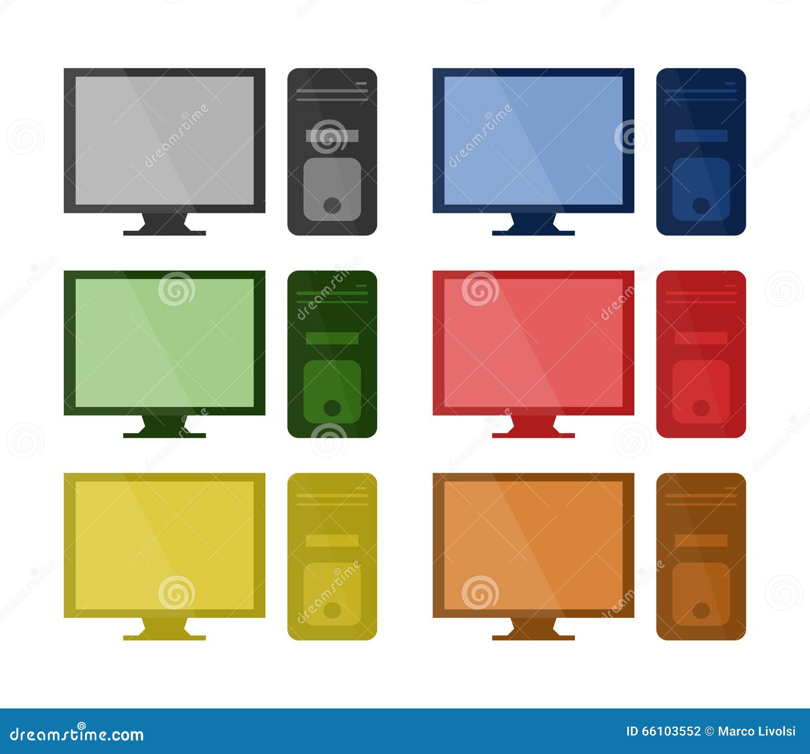 Illustrated Set of Computer Stock Illustration - Illustration of laptop ...