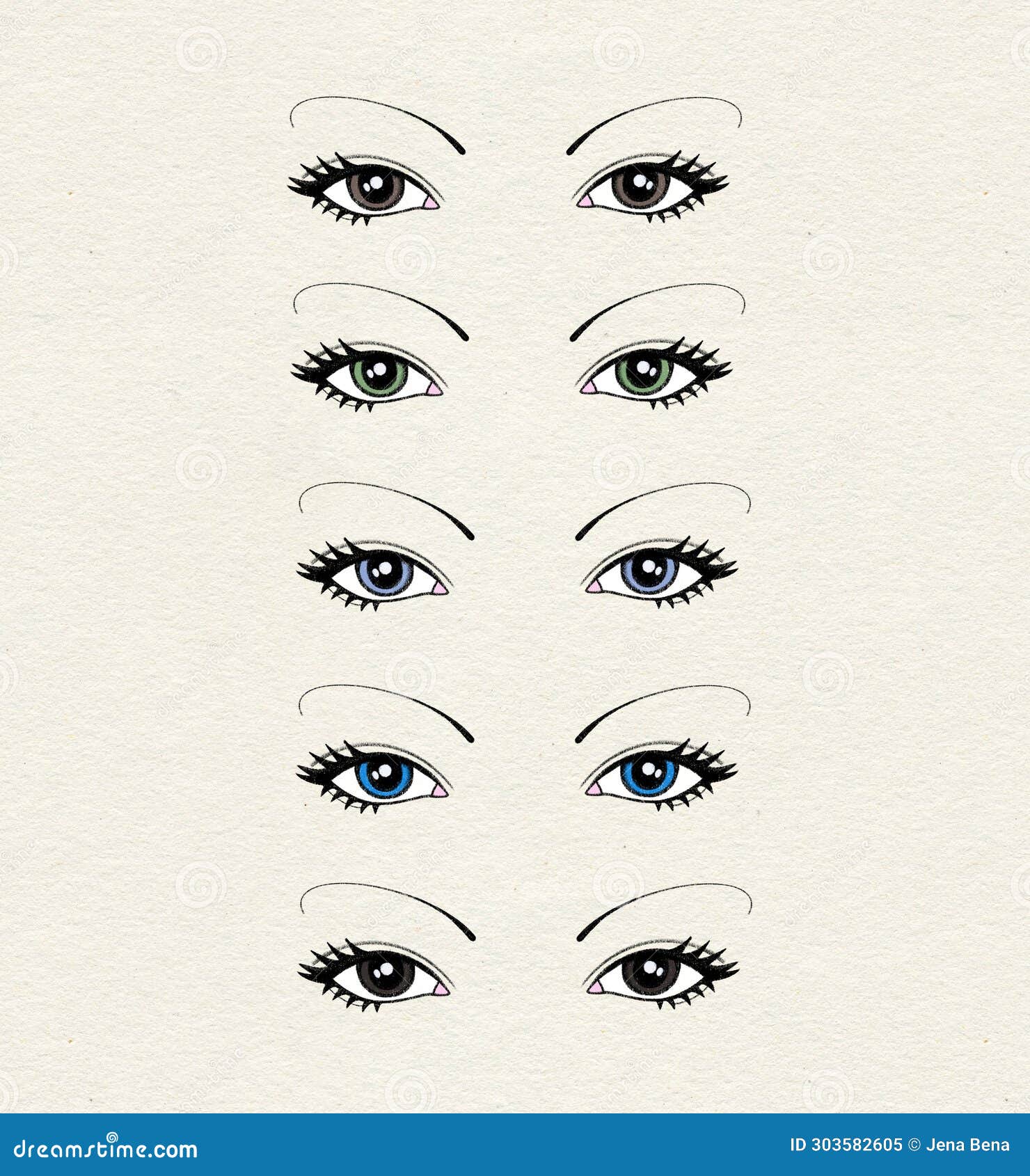 Illustrated Set of Eyes (full Mascara Version) Stock Vector ...