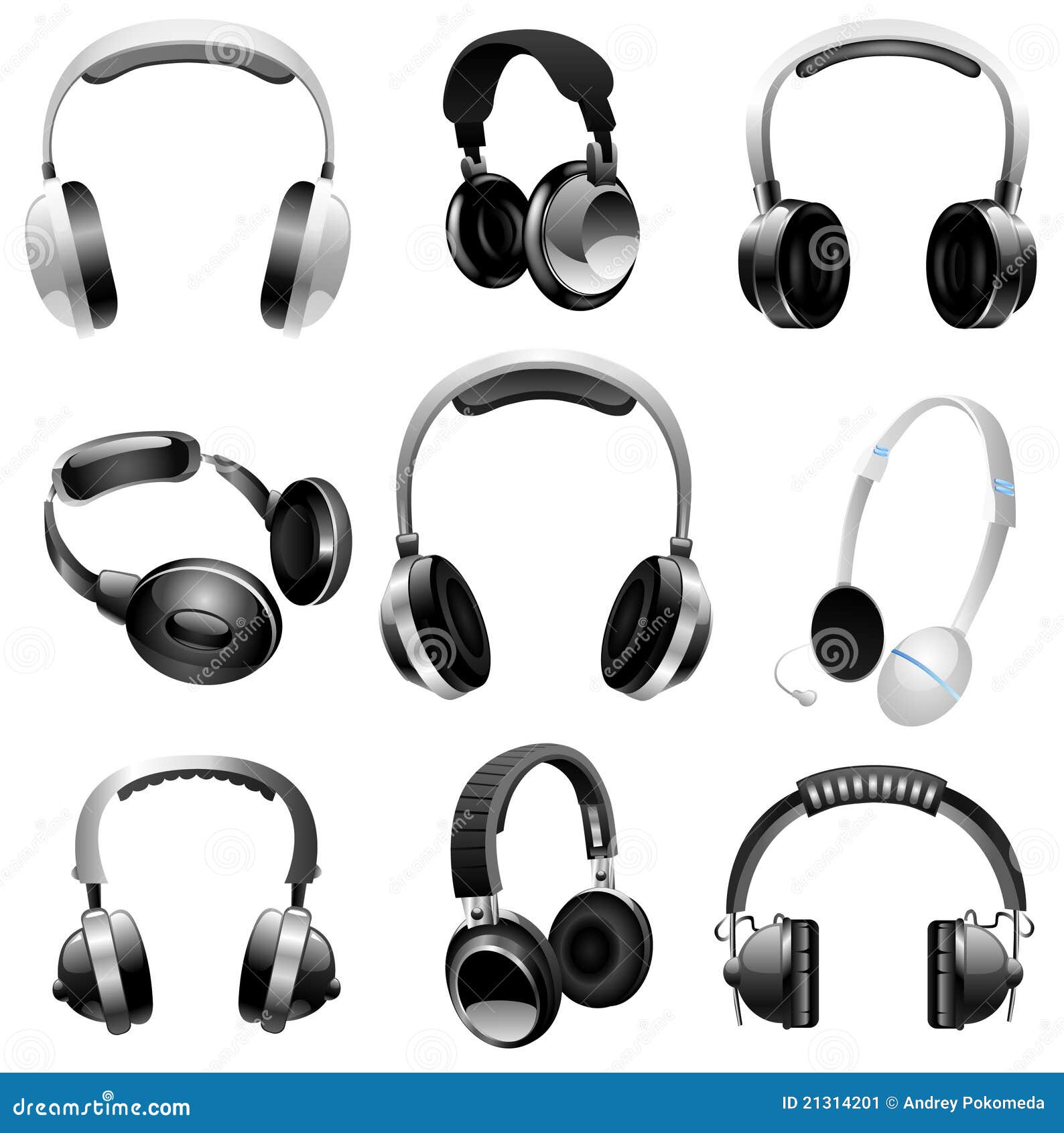 Illustrated Set of Headphones Stock Vector - Illustration of shines ...