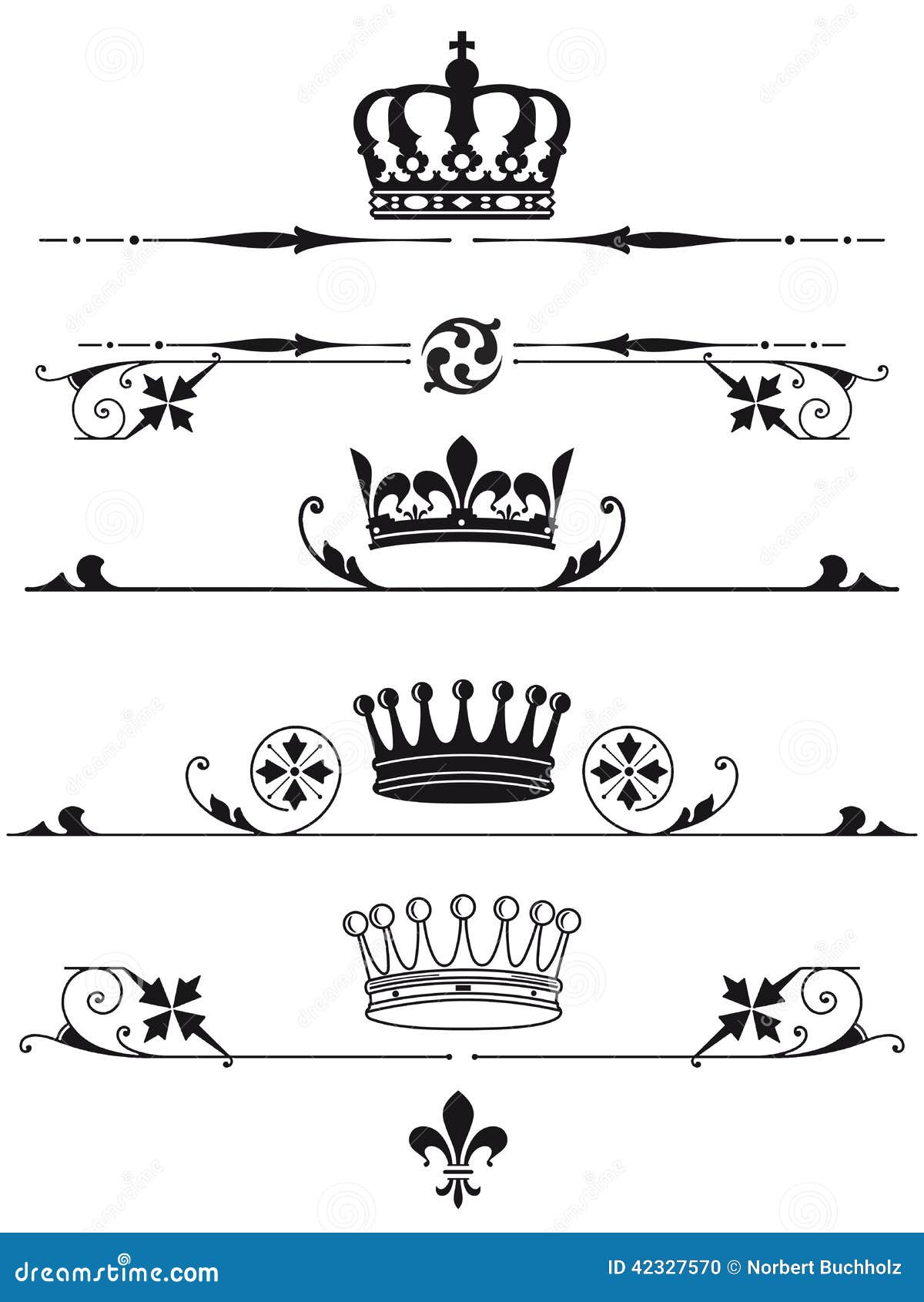 Illustrated Set of Royal Crowns Stock Vector - Illustration of royal ...
