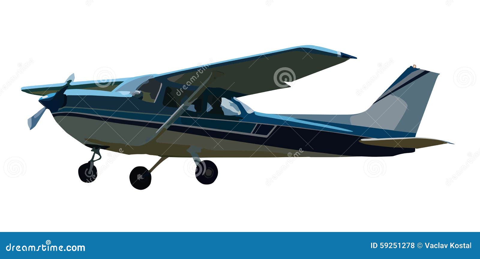 Illustrated Small Airplane on White Stock Illustration - Illustration ...