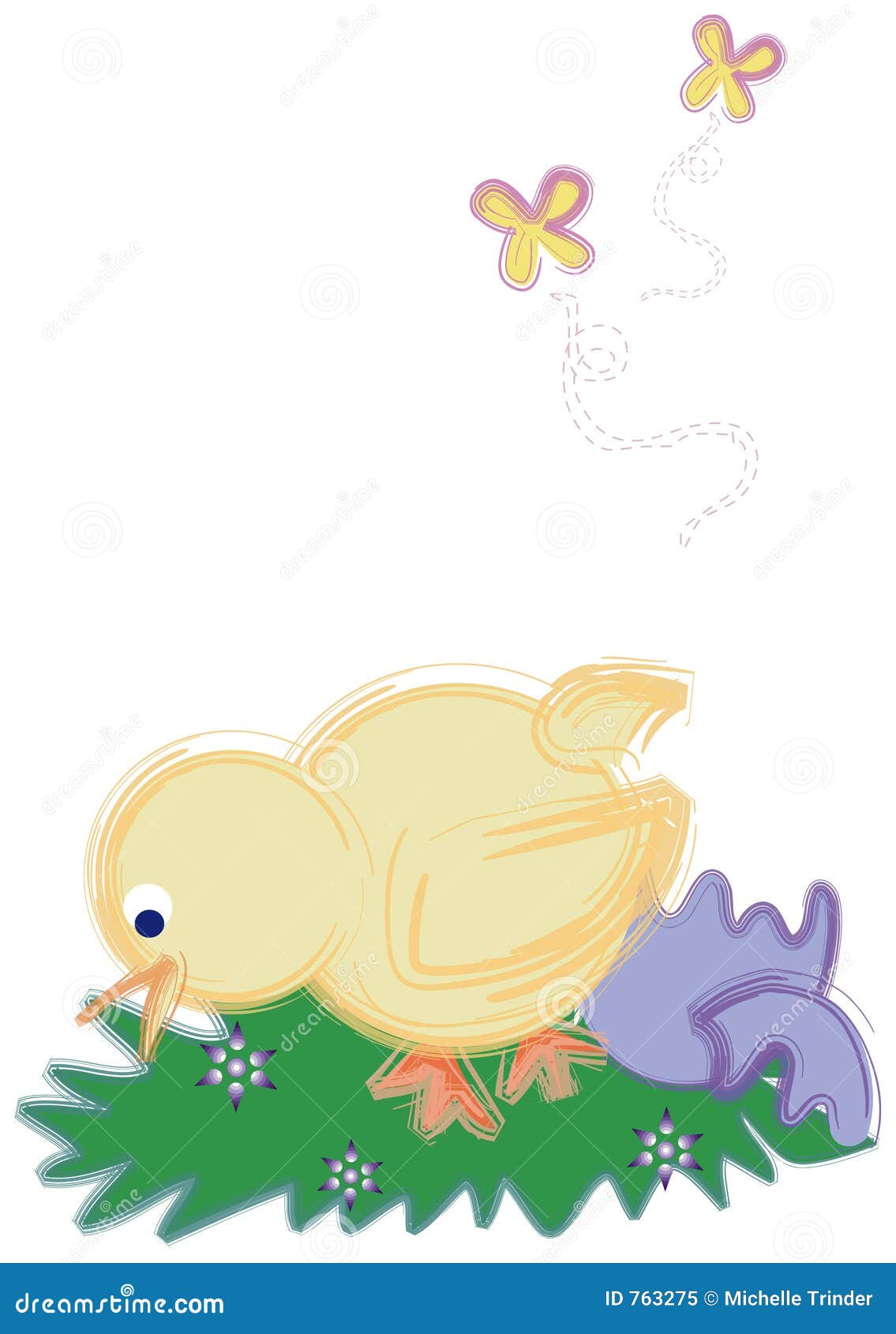Illustrated Spring chick. stock illustration. Illustration of chicken ...