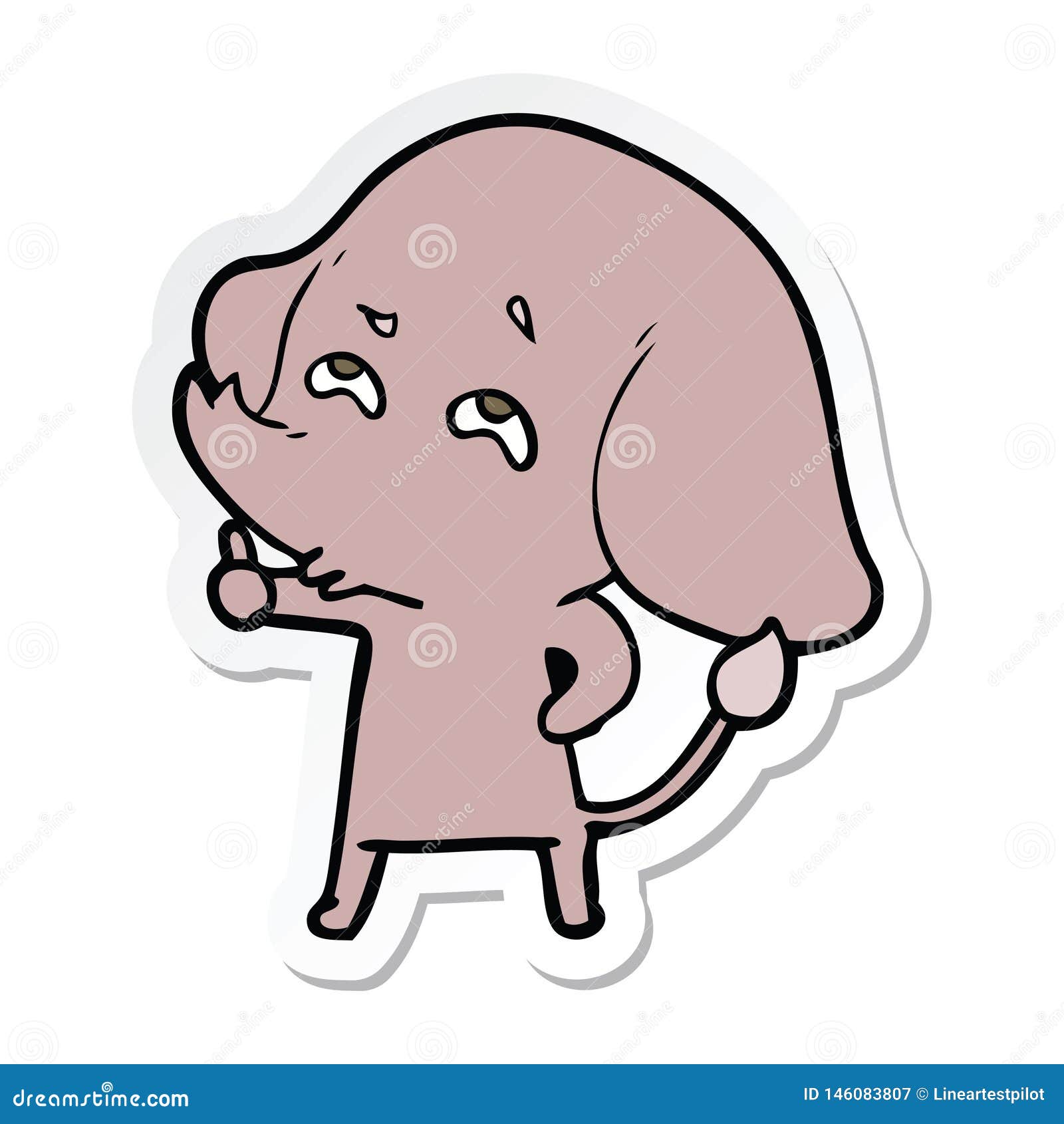 Sticker of a Cartoon Elephant Remembering Stock Vector - Illustration ...