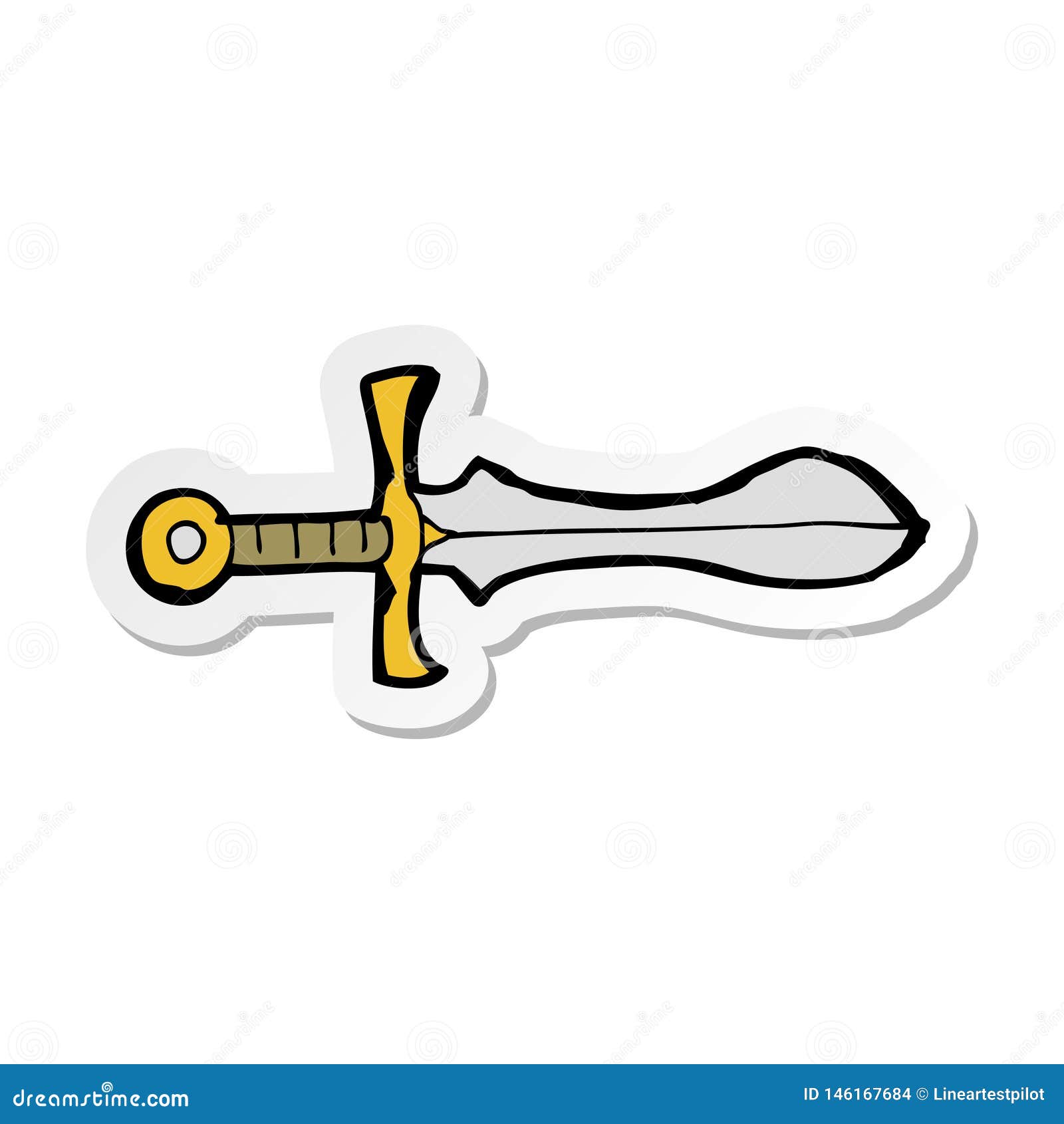 Sticker of a cartoon sword stock vector. Illustration of drawn - 146167684