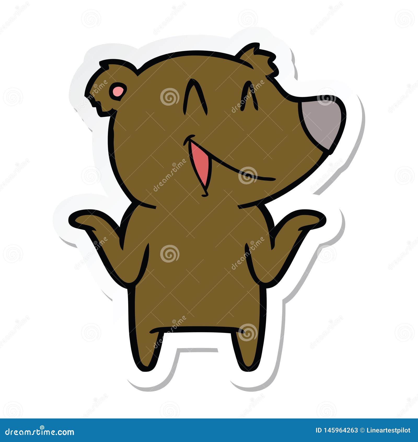 Sticker of a Laughing Bear Cartoon Stock Vector - Illustration of ...