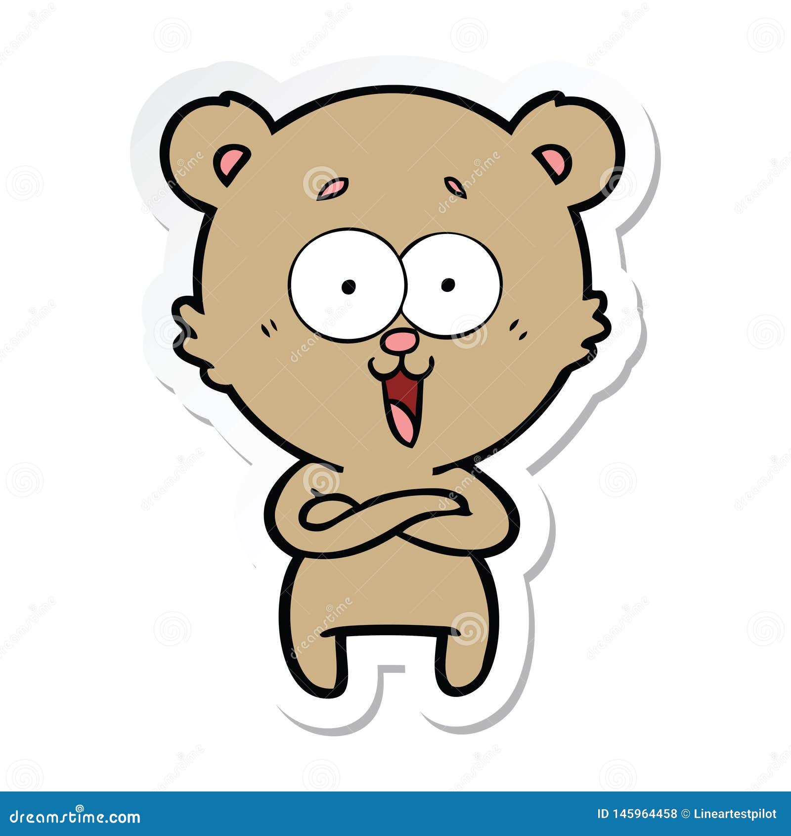 Sticker of a Laughing Teddy Bear Cartoon Stock Vector - Illustration of ...