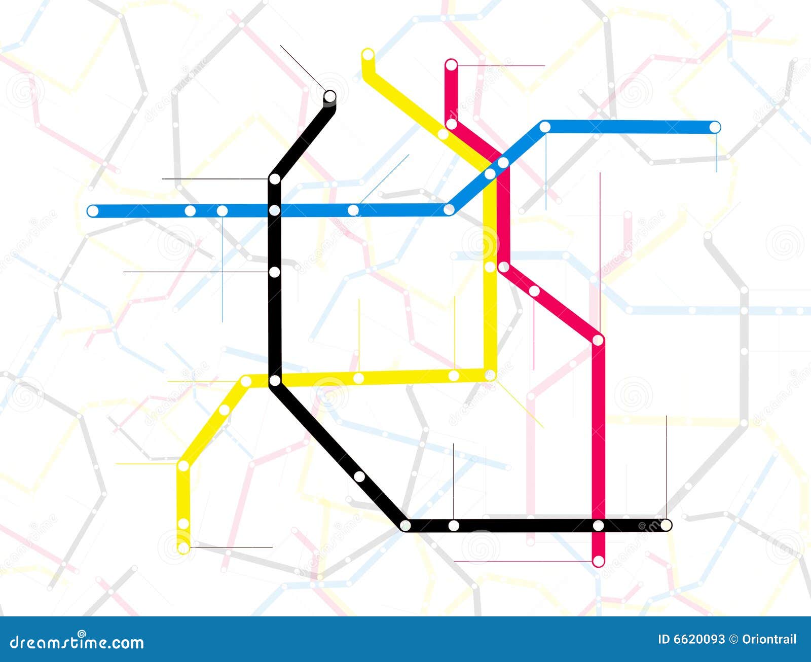 Illustrated subway map stock illustration. Illustration of design - 6620093