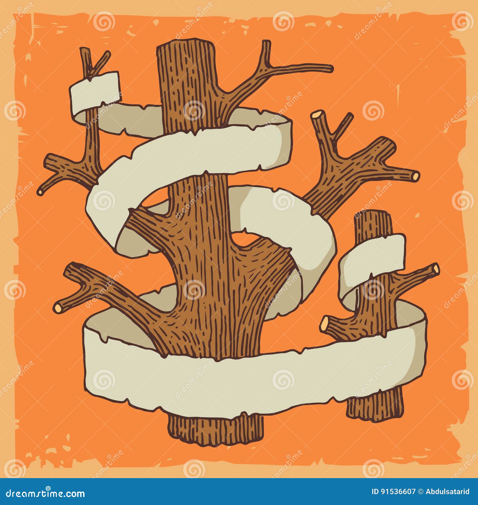 Illustrated Trees with Streamers Stock Vector - Illustration of signage ...