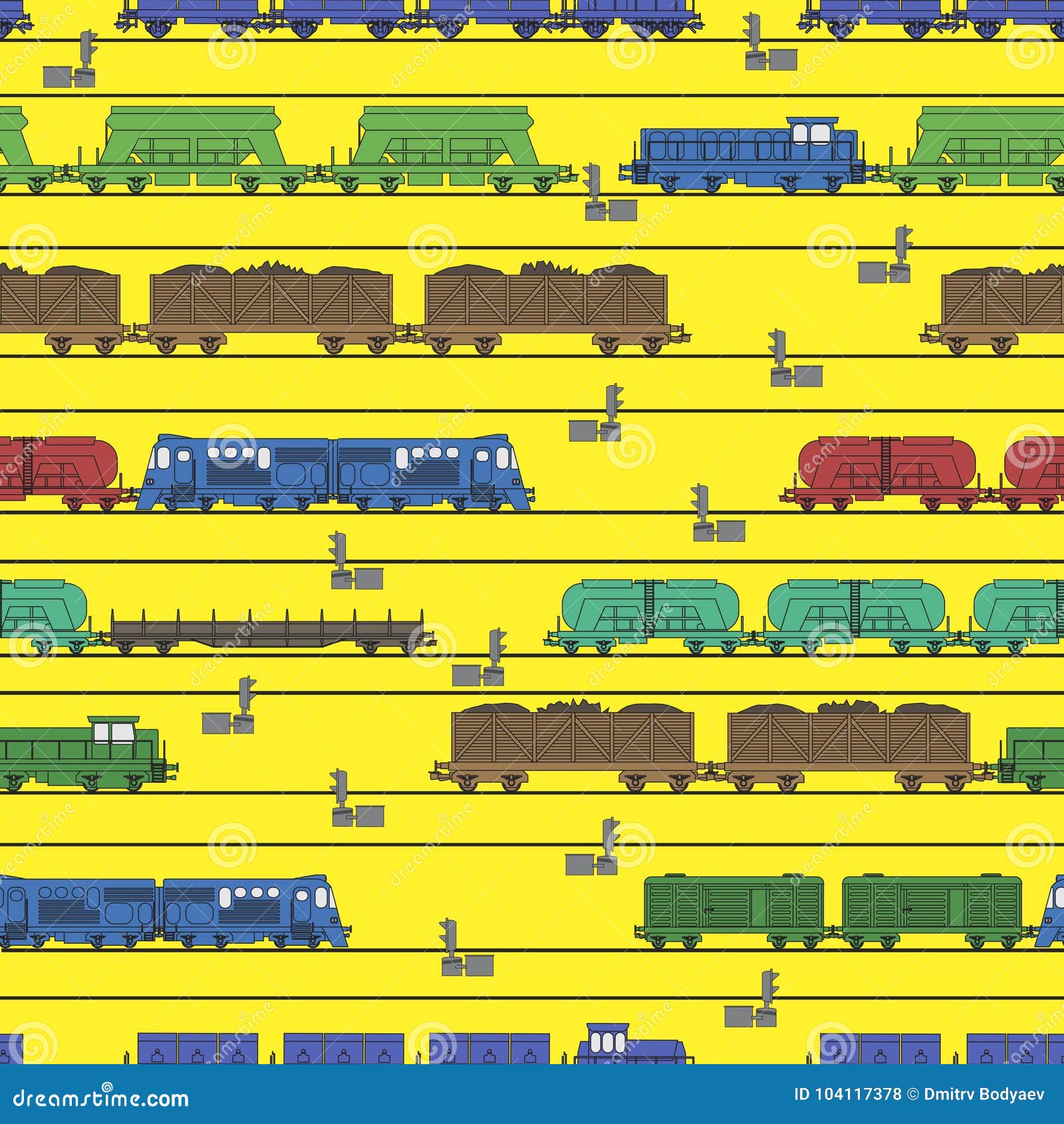 Illustrated Vector Pattern on a Railroad Theme Stock Illustration ...