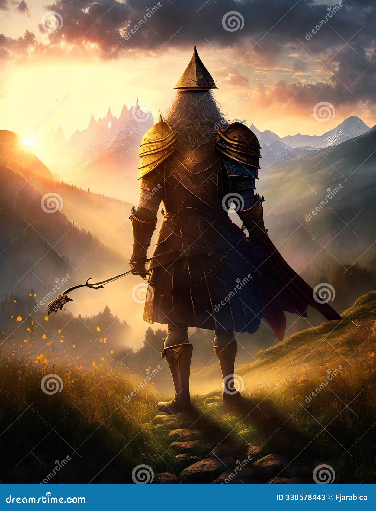 Illustrated Warrior in Armor Stock Illustration - Illustration of ...