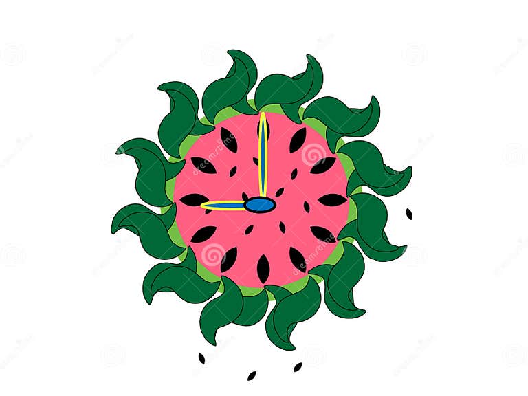 Illustrated Watermelon Clock Stock Illustration - Illustration of ...