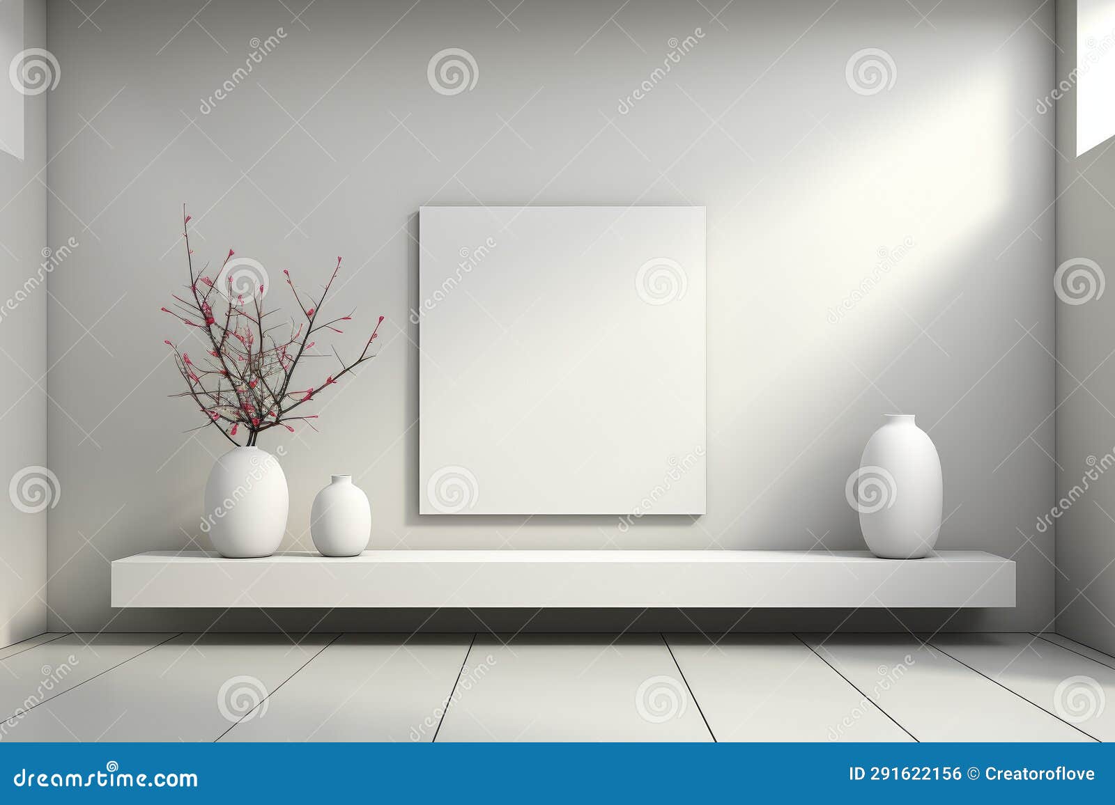 Illustrated White Wall Image with White Frame Stock Illustration ...