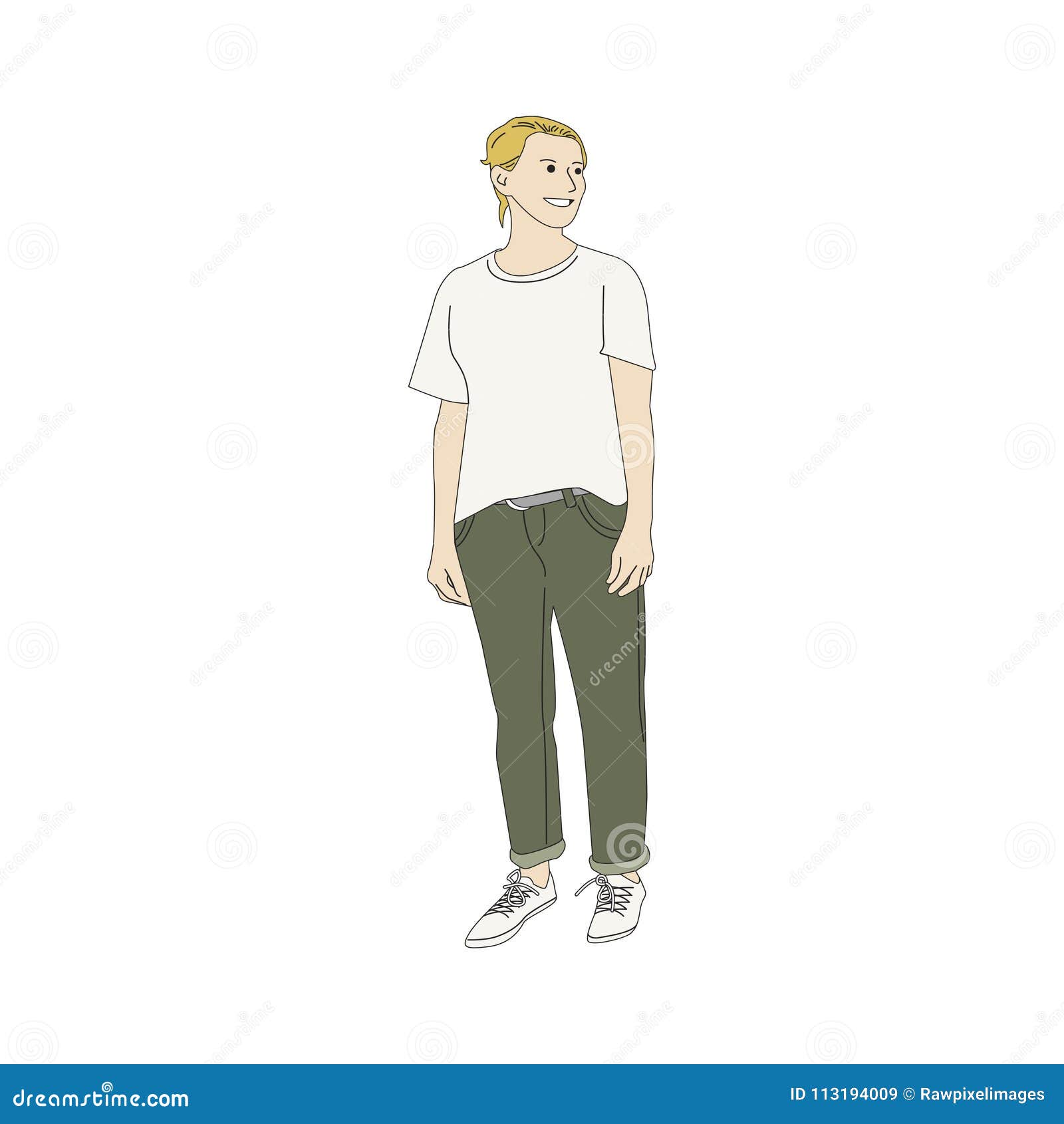Illustrated Young Woman Standing Alone Stock Illustration ...