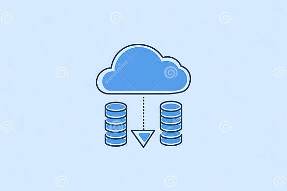 Cloud Data Backup, Transfer, and Database Synchronization Process Stock ...