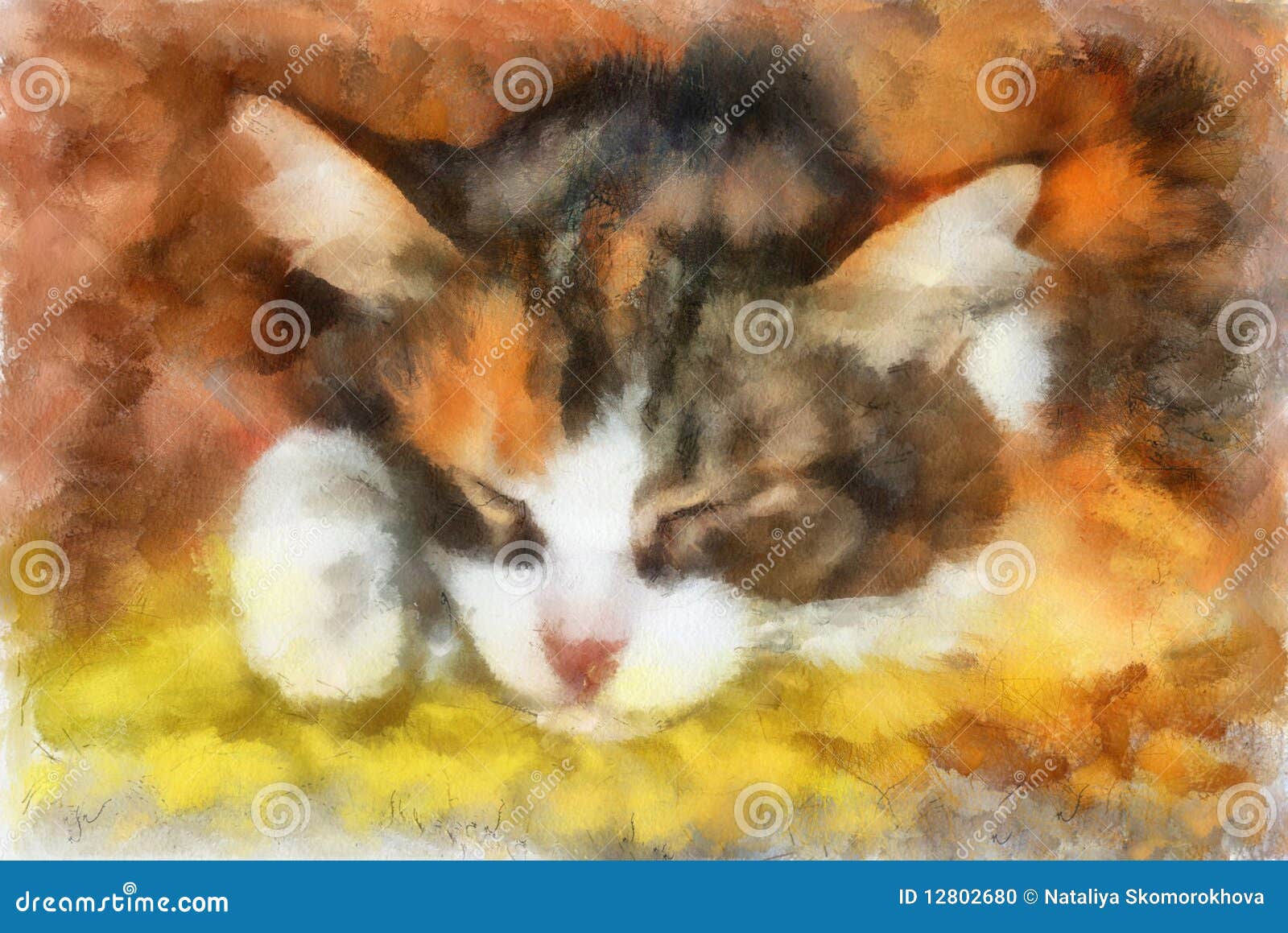 Illustratie, Het Slapen Kat Stock Illustratie - Illustration of dier ...