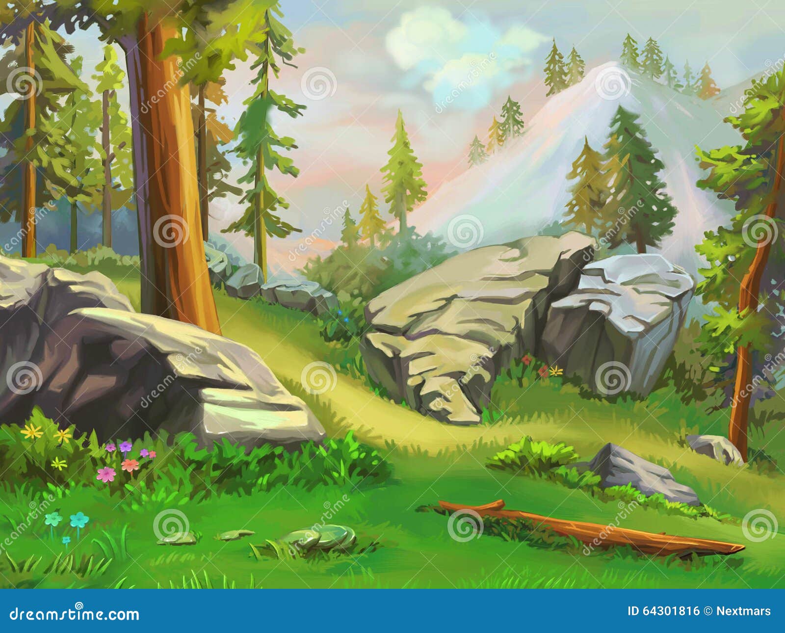 Illustratie: Neem Een Korte Rust in Het Bergbos Stock Illustratie ...