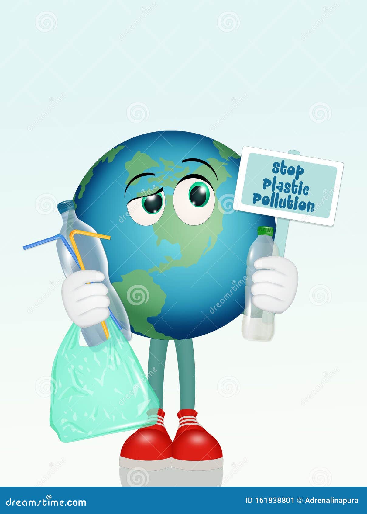 Illustratie Over De Vervuiling Van Plastic in De Wereld Stock ...