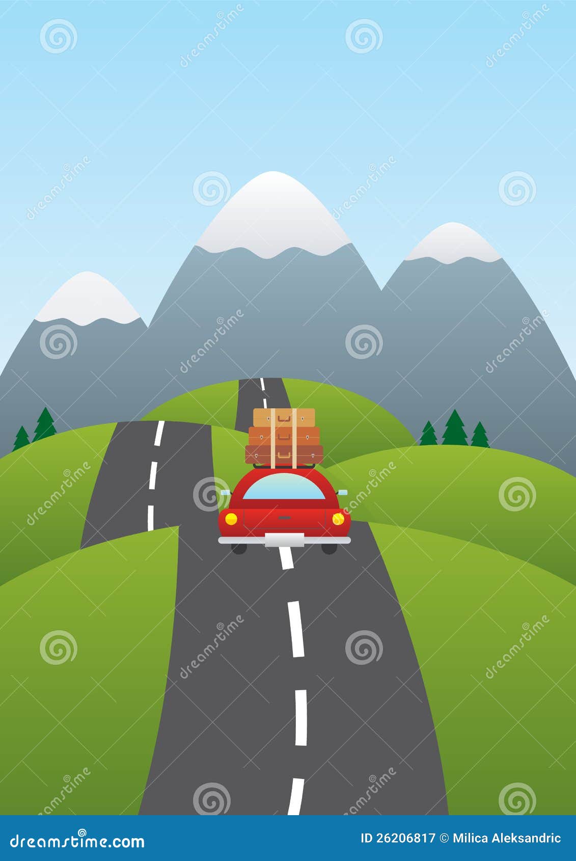 Illustratie Van Een Auto Op De Weg Vector Illustratie - Illustration of ...