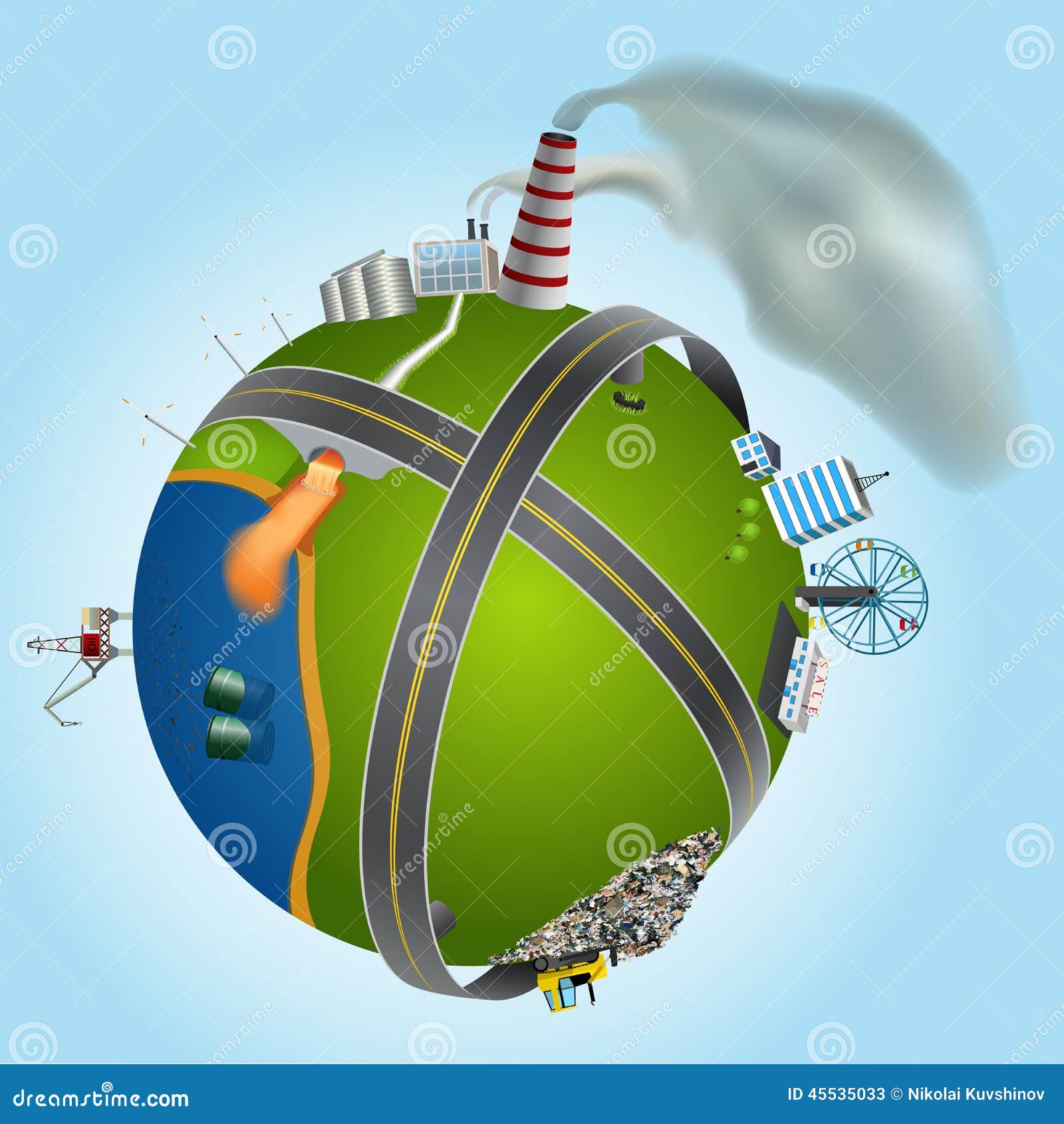 Illustratie Van Globale Milieuproblemen, Vector Illustratie ...