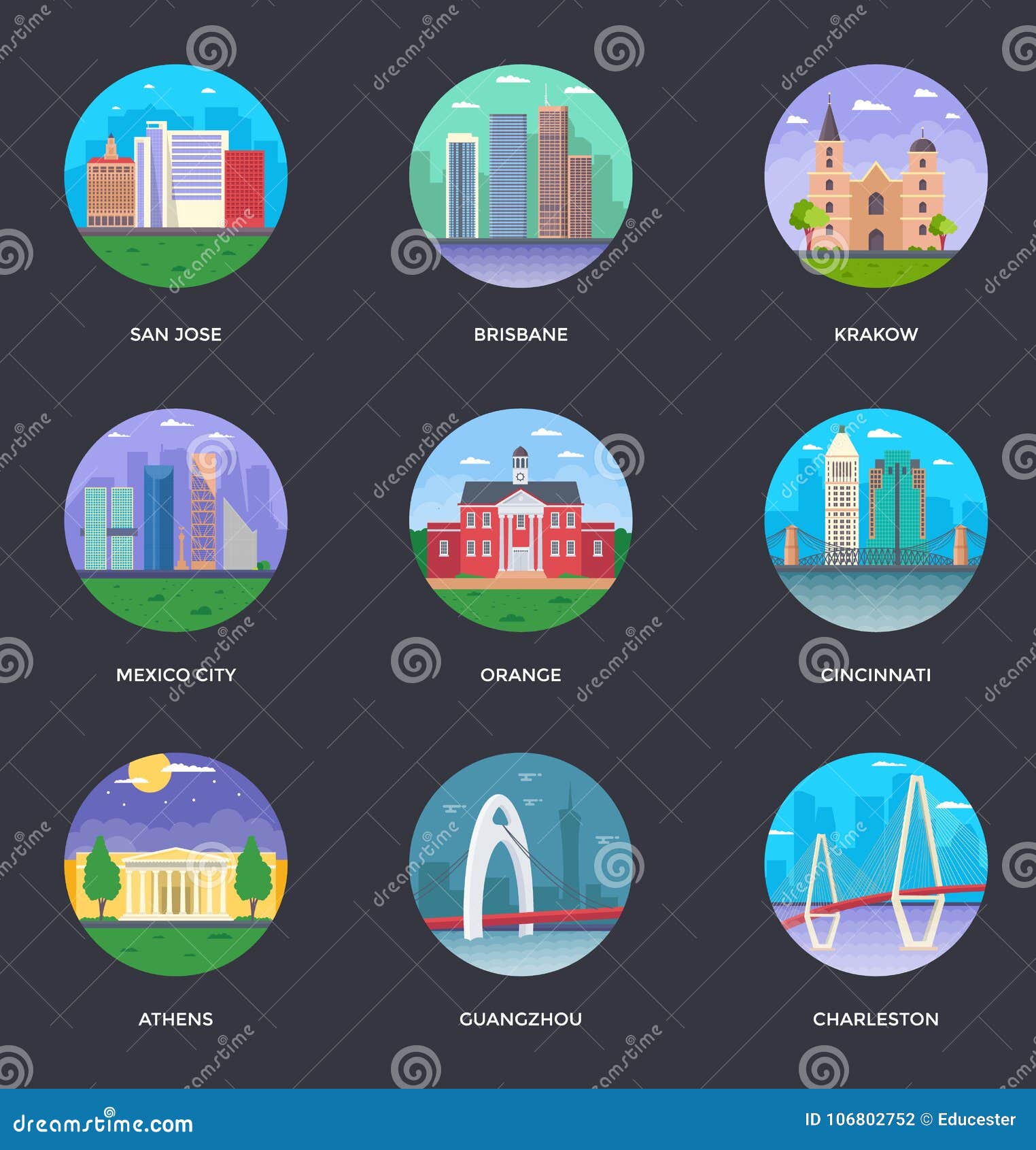 Illustratievector Van Het Pak Van Wereldsteden Stock Illustratie ...