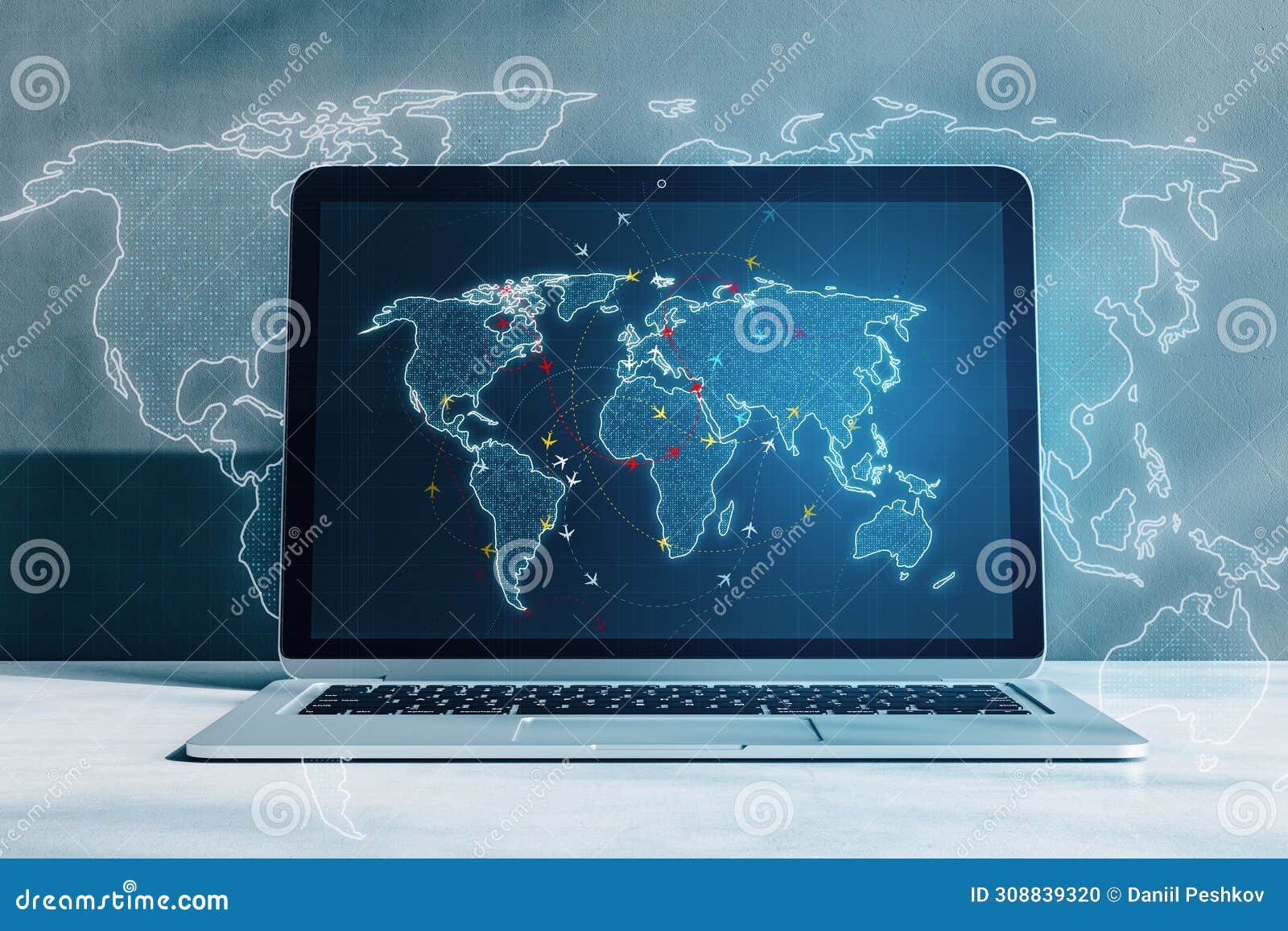 Illustrating Global Connectivity, this Laptop Features a World Map ...