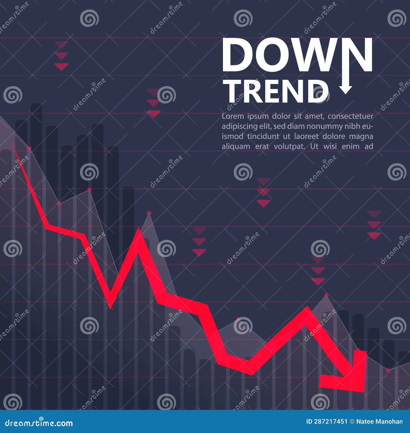 Red Arrow Downtrend Graph and Bar Chart in Digital and Tech Theme ...