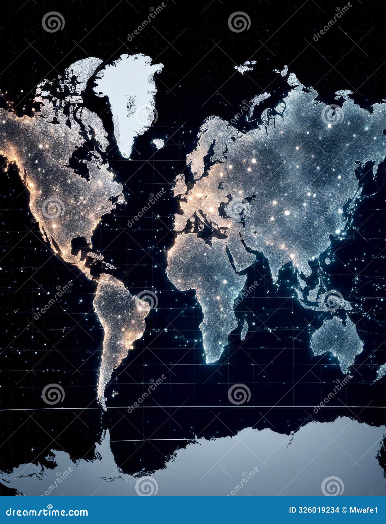 Illustrating World Glowing Map Perfect a Dots Visualization Data ...