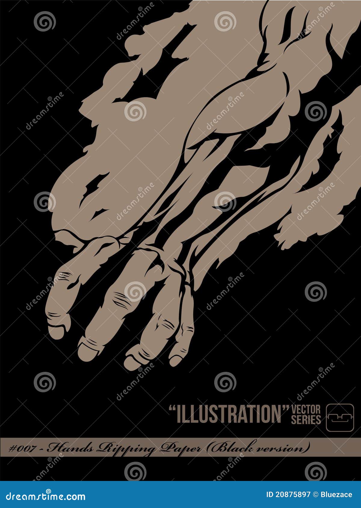 Illustration #007 - Hand Ripping Paper (Black Vers Stock Vector ...