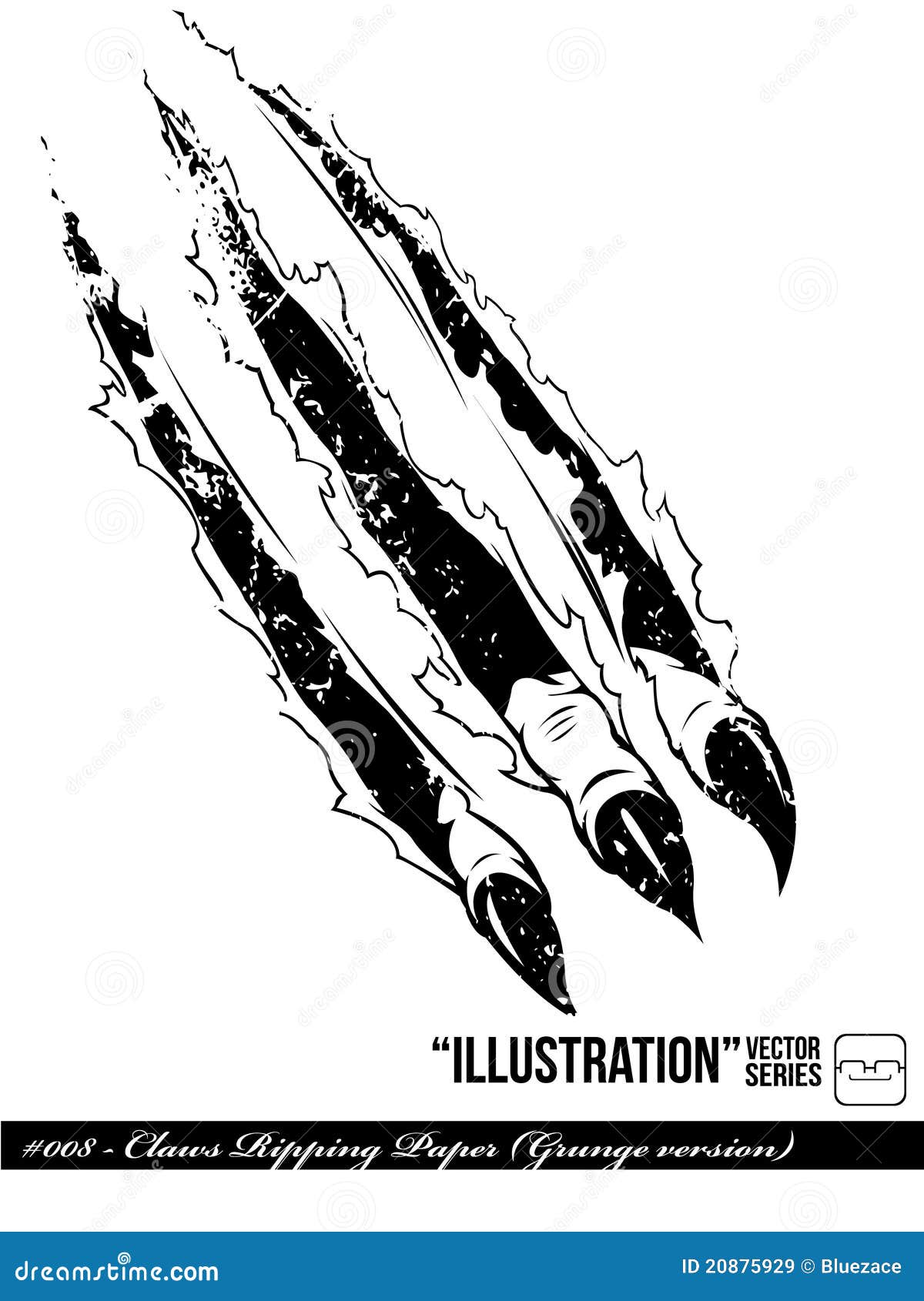 Illustration #008 - Claws Ripping Paper_grunge Cartoon Vector ...