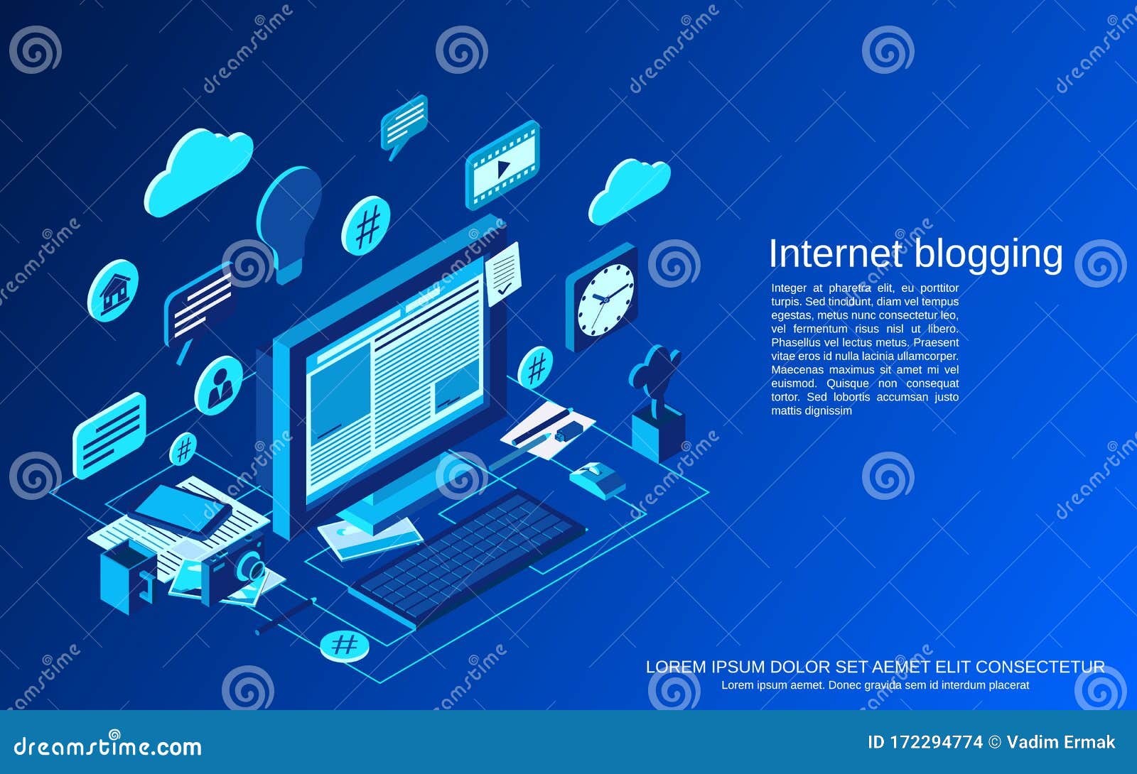 Internet Blogging, Blog Management, Web Publication Vector Concept ...