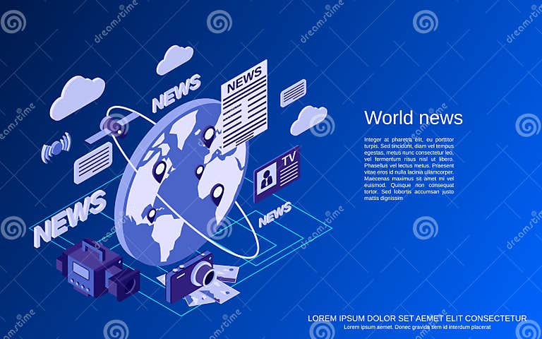 World news vector concept stock vector. Illustration of broadcasting ...